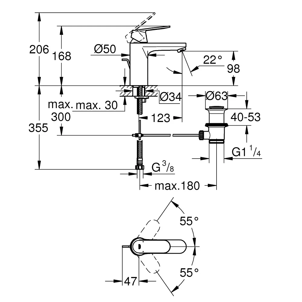 Grohe Eurosmart Cosmopolitan baterija za umivaonik M – Size 23325000 ...
