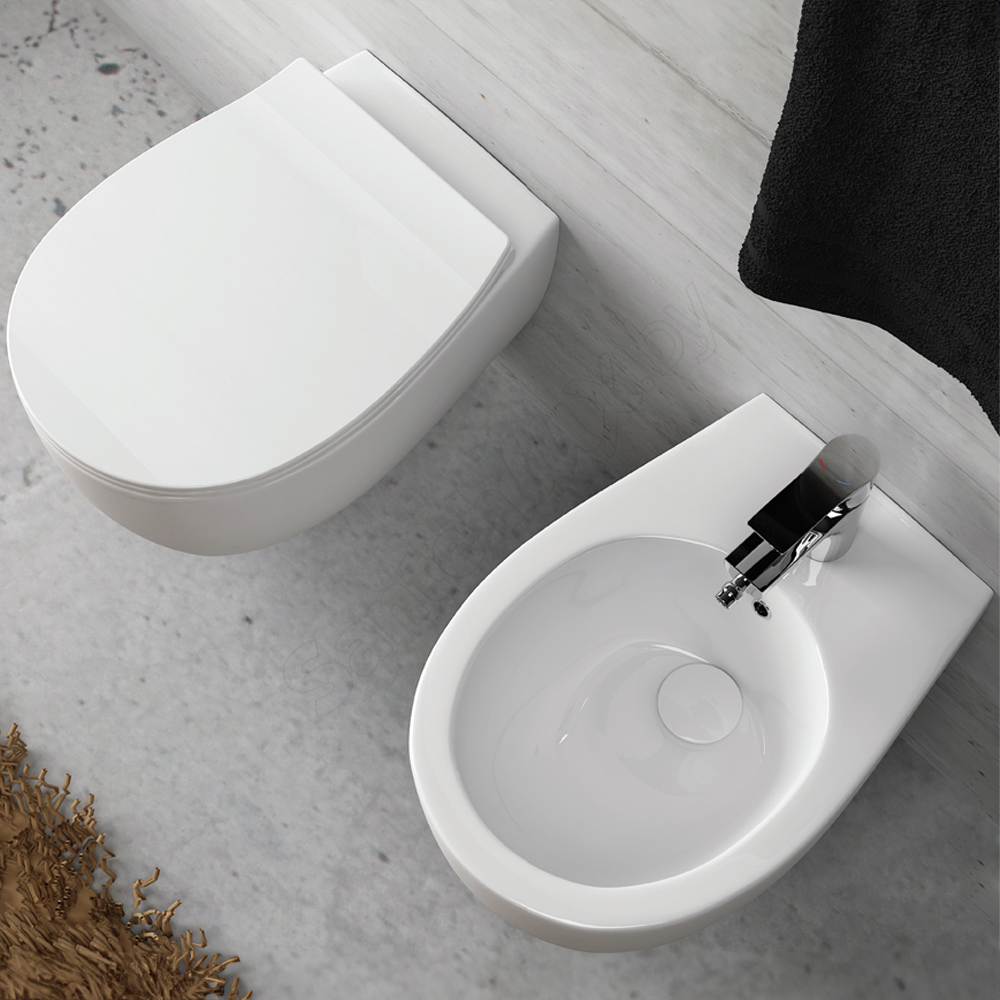 Isvea Sentimenti konzolna WC šolja rimless bela sa SS WC daskom ...