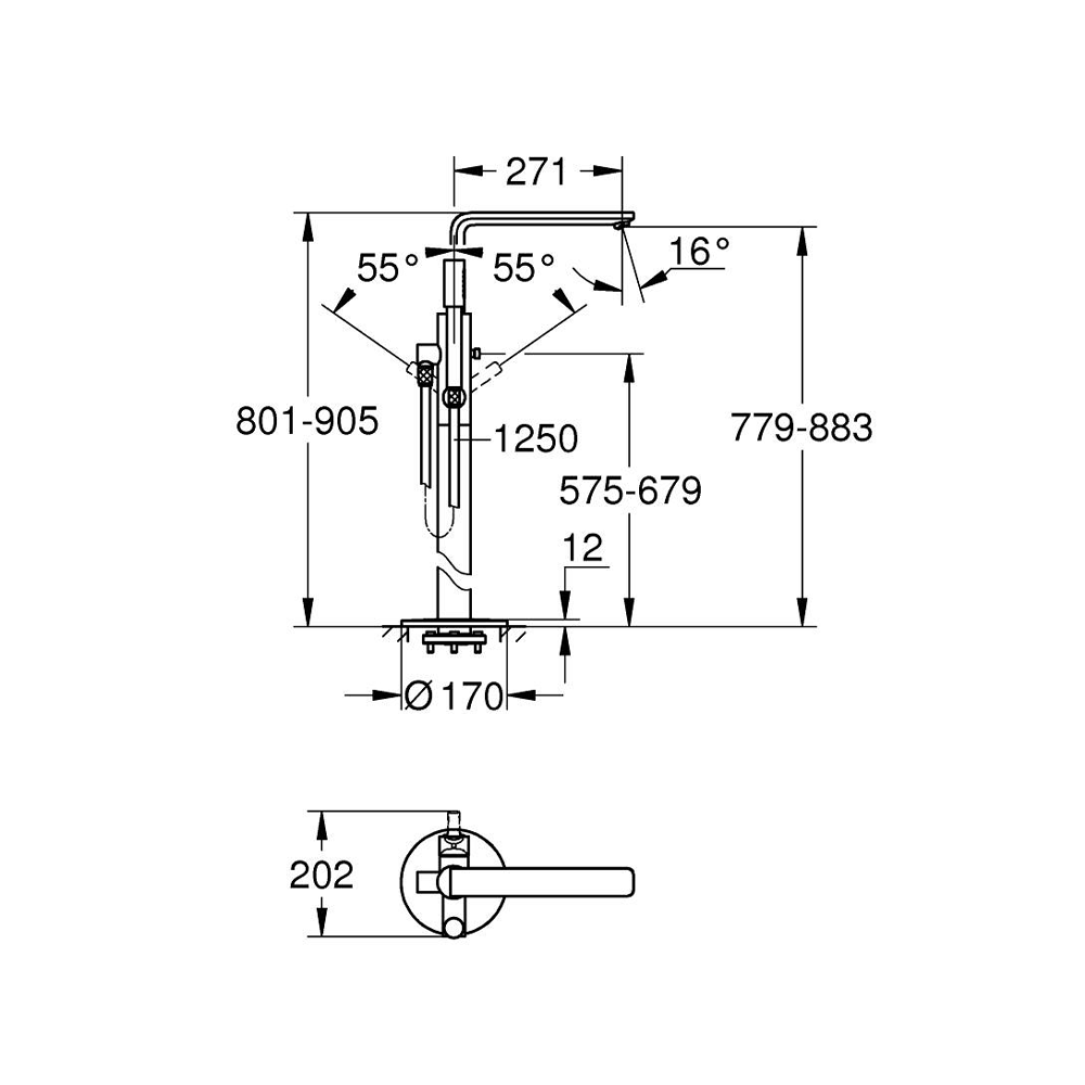 Grohe Lineare stojeća baterija za kadu 23792AL1 | ARD Salon