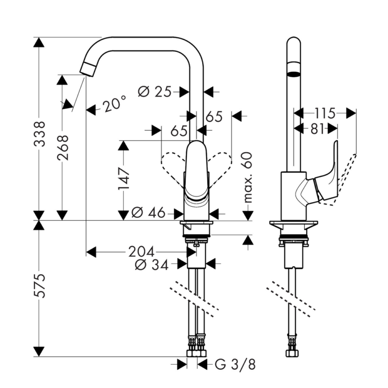 Hansgrohe Focus M41 260 slavina za sudoperu Matt Black 31820670 | ARD Salon