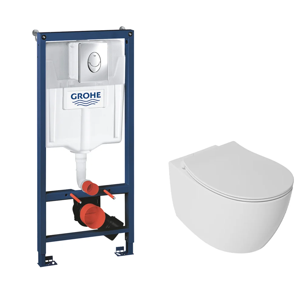 WC šolja Isvea bela vodokotlić Grohe Hrom sjaj okrugli taster | ARD Salon