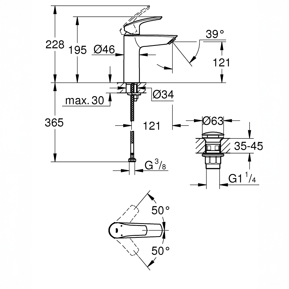 Grohe Eurosmart baterija za umivaonik M – Size chrome 23923003 | ARD Salon