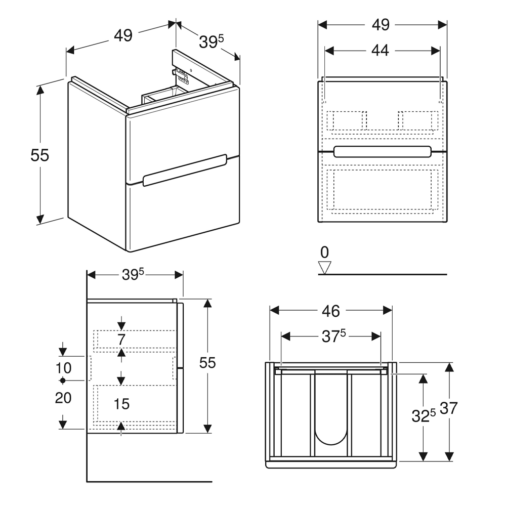 Geberit Modo ormarić za umivaonik sa dve fioke 49x39,5 502.877.01.1 ...