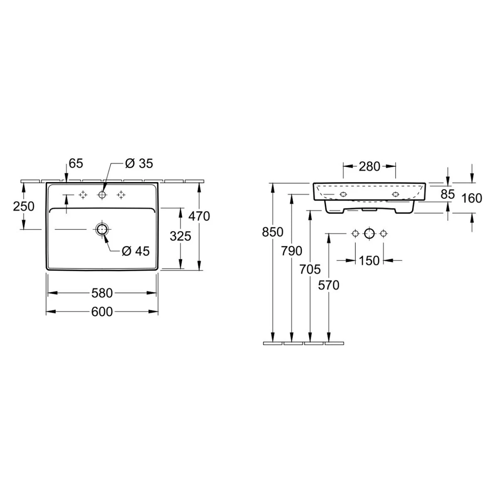 Villeroy Boch Collaro 60x47 nadgradni lavabo 4A336001 | ARD Salon